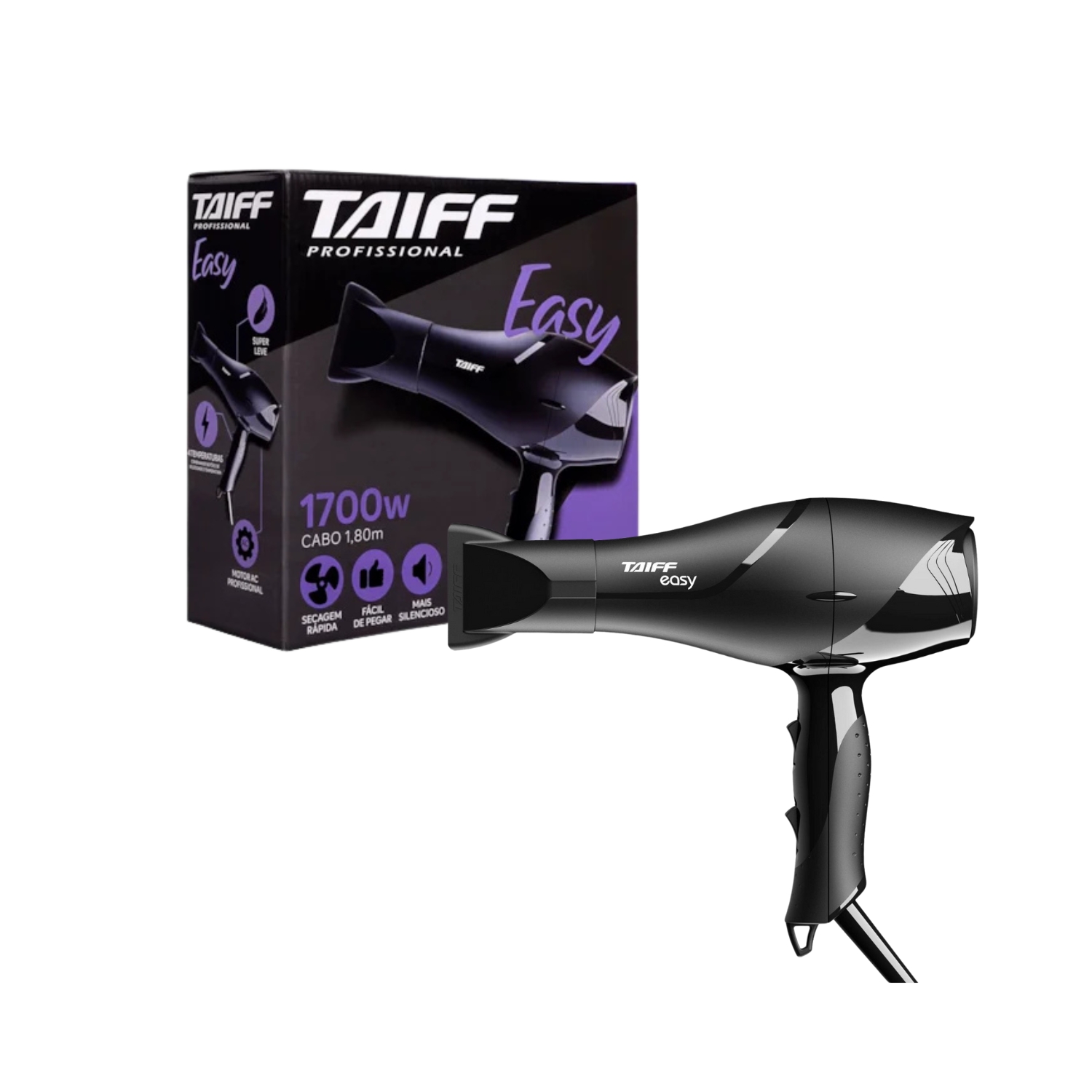 Secador Taiff Easy 1700W Preto - 110V - Uni Atacado
